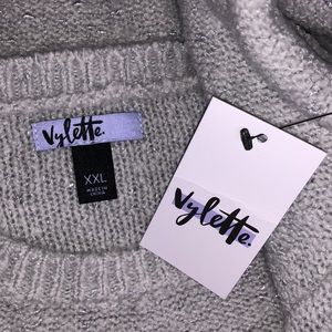 Vylette | Sweaters | Vylette Nwt Size Xxl Gray W Metallic Silver Puff ...
